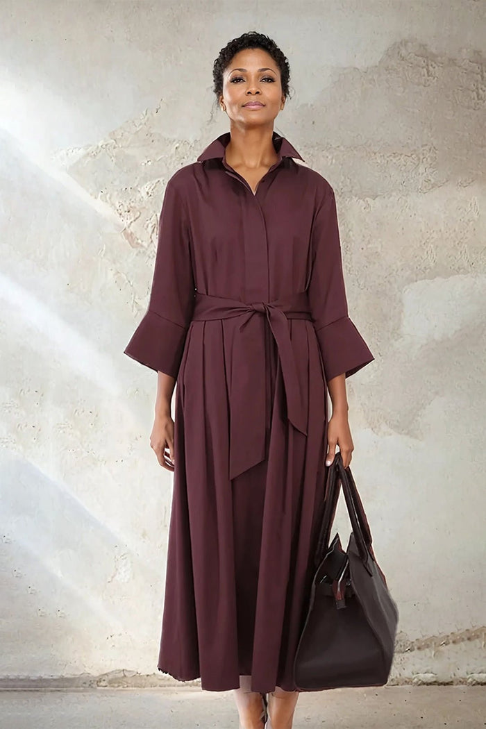 DRIFT DRESS IN ITALIAN SATEEN COTTON STRETCH