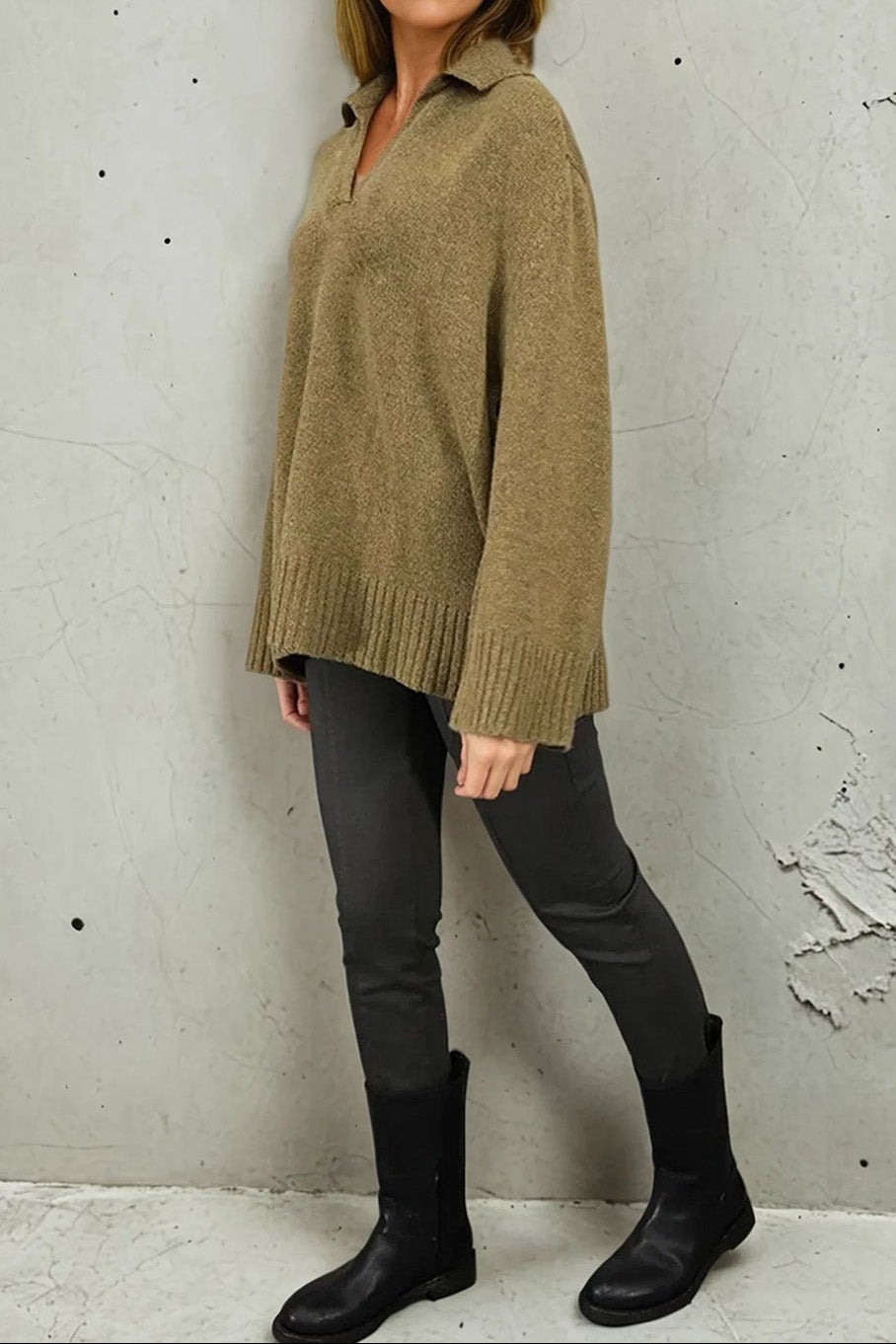 ROUEN POLO NECK SWEATER IN CASHMERE MERINO 4 PLY KNIT