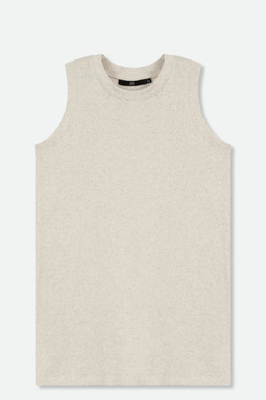 MUSCLE TANK IN HEATHERED PIMA COTTON STRETCH
