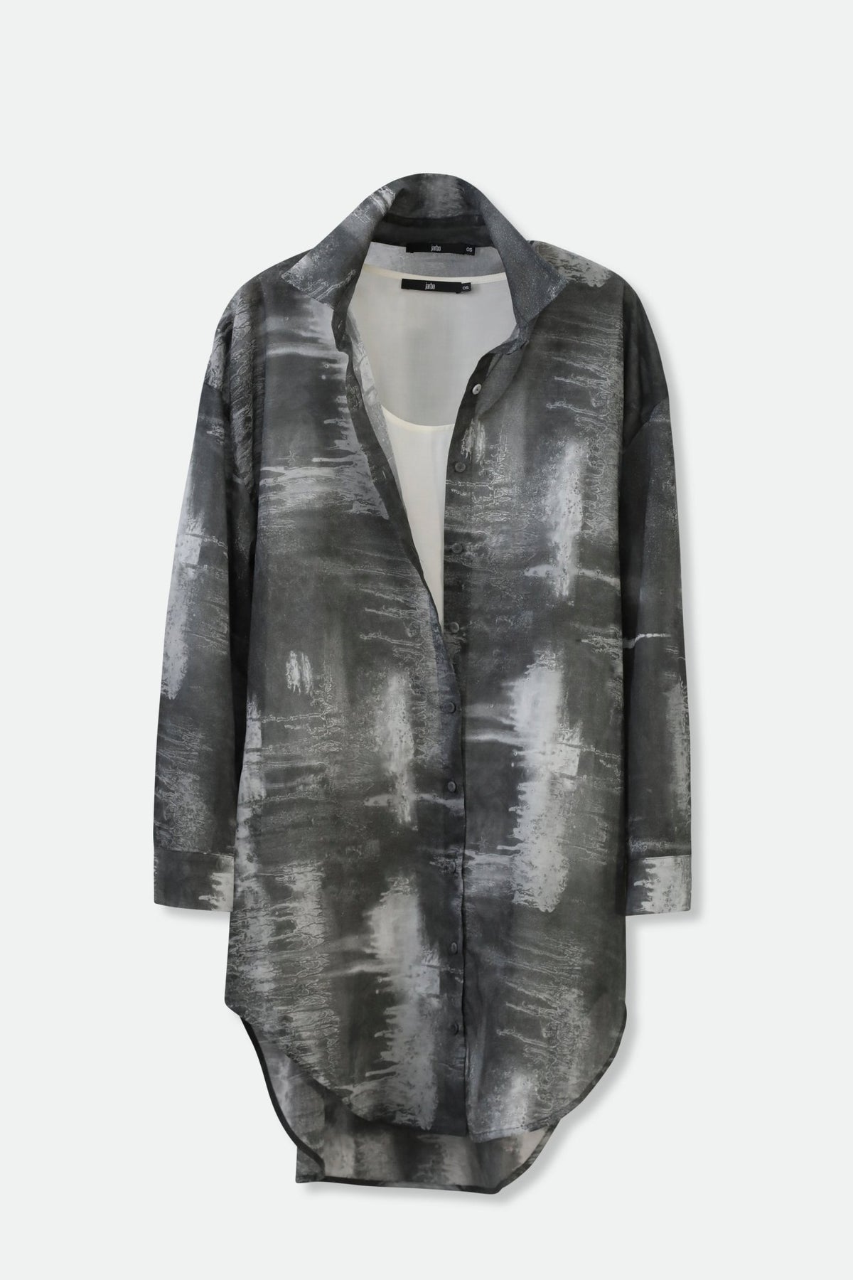 ZURI LAYERED TUNIC SHIRT IN ITALIAN COTTON VOILE GREY STORM